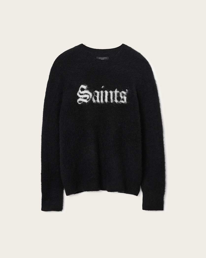 Saints Wool Blend Sweater BLACK/CHALK WHITE | ALLSAINTS US